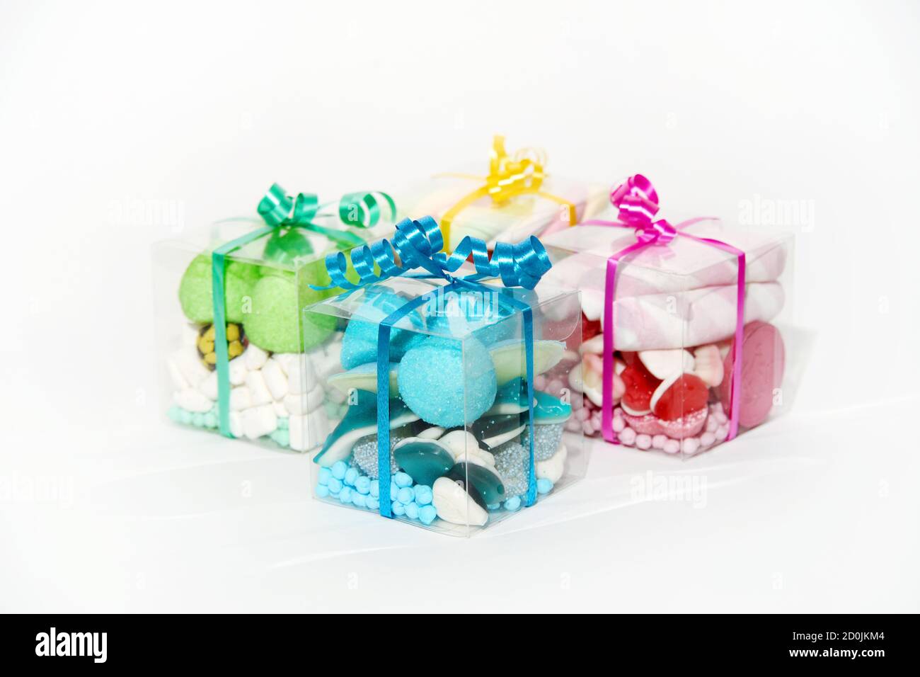 Sweet boxes on white background Stock Photo - Alamy