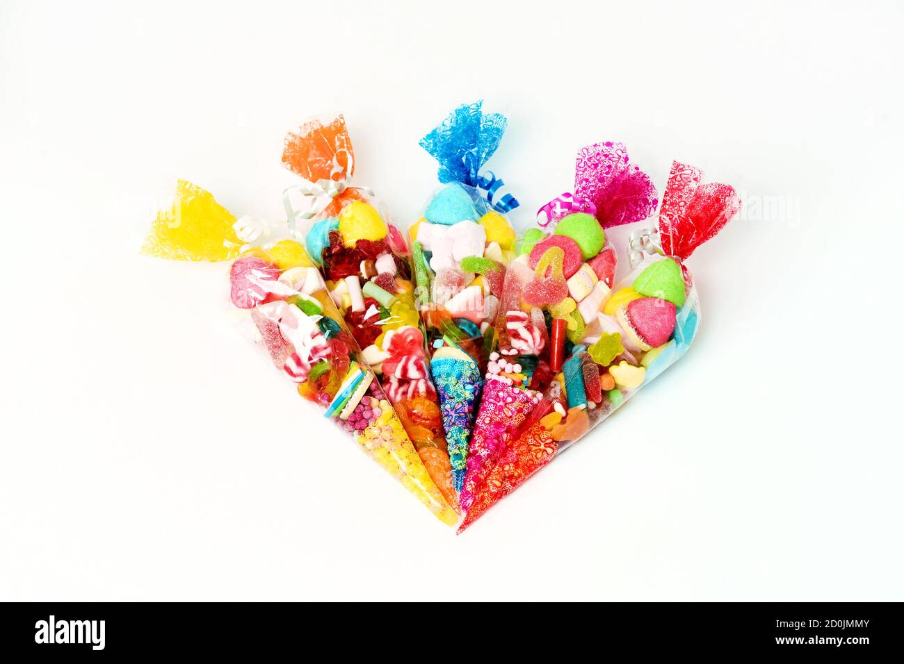 Sweet / Candy cones on white background Stock Photo - Alamy