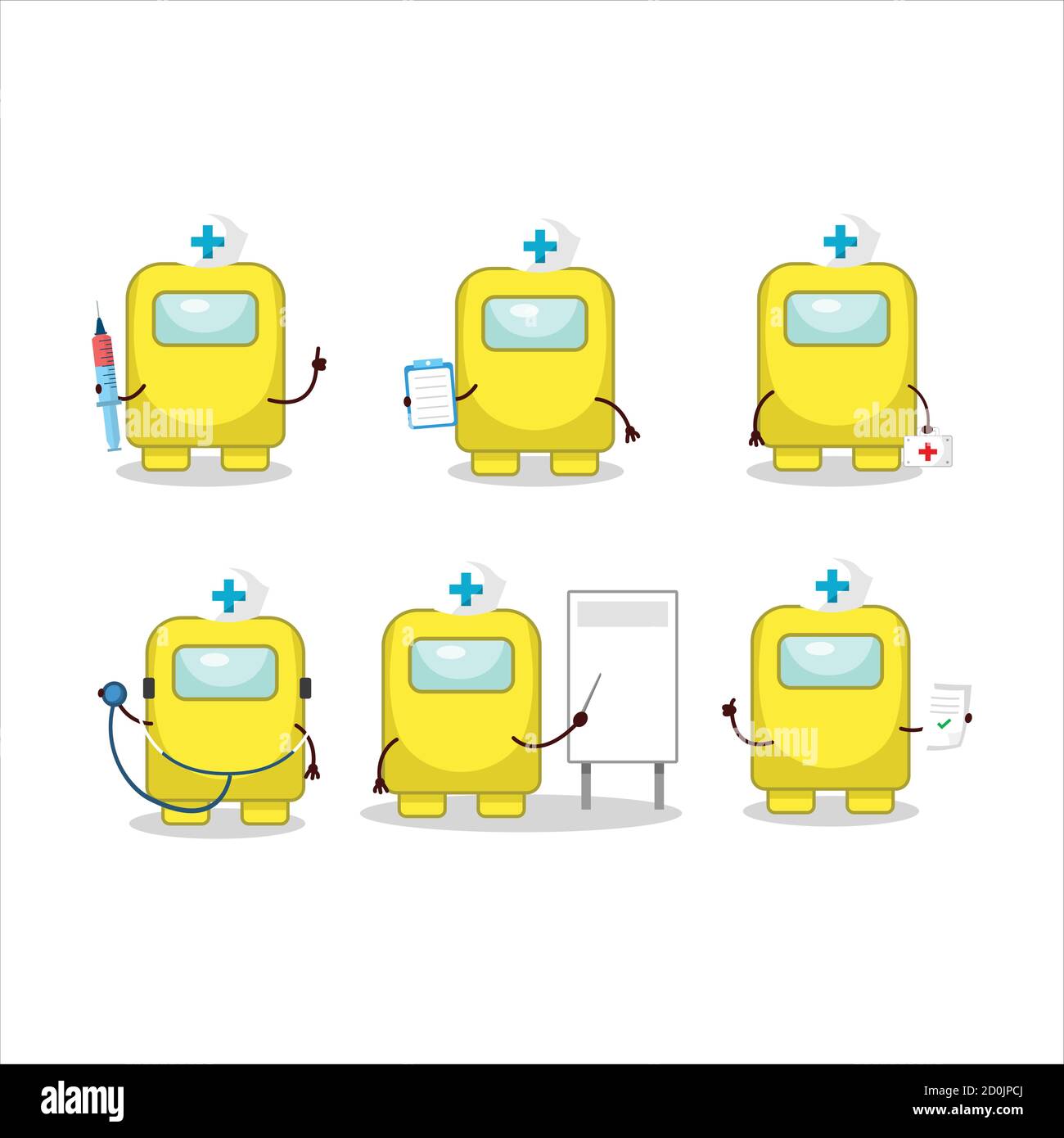 Doctor profession emoticon with among us yellow cartoon character Stock ...
