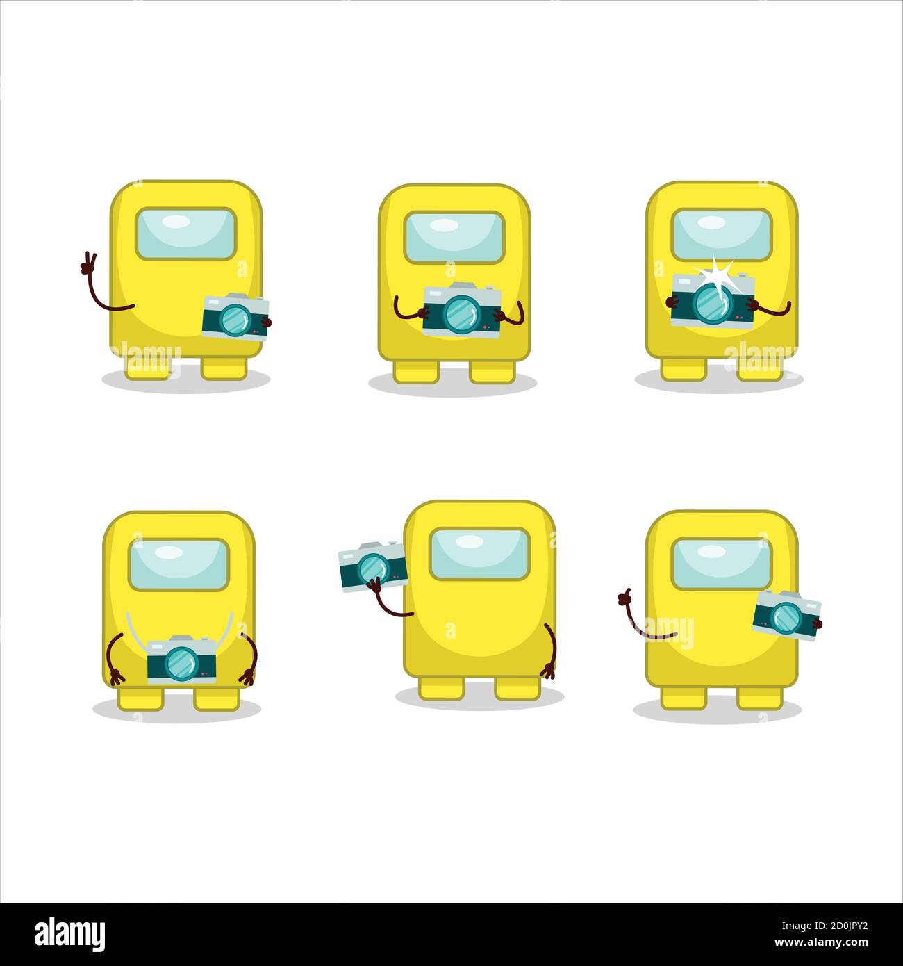Photographer profession emoticon with among us yellow cartoon character ...