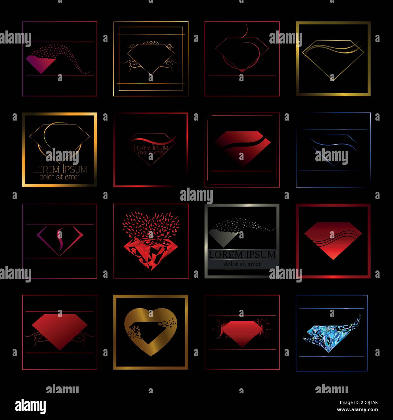 Diamond gems logo set Stock Vector Image & Art - Alamy