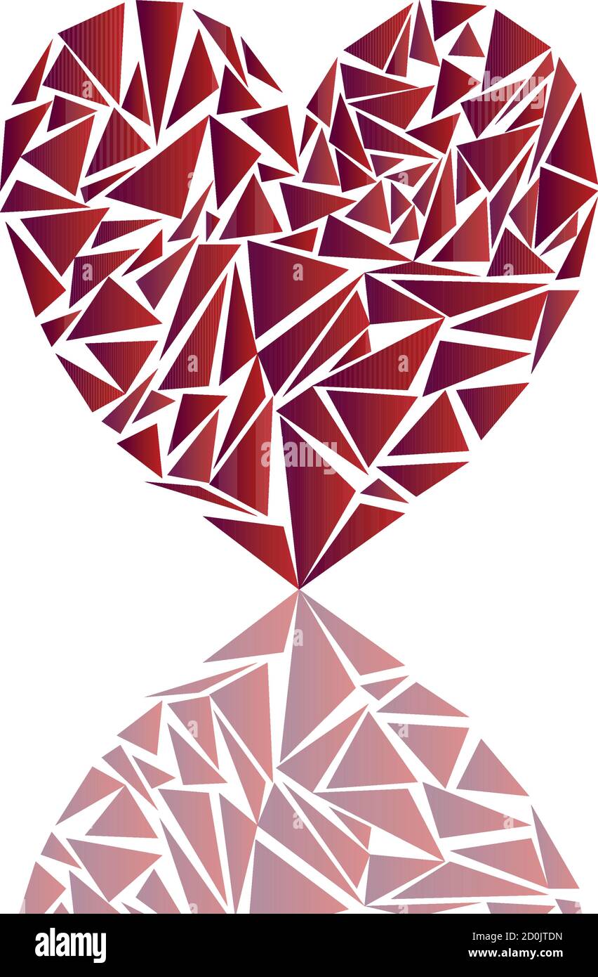 Mosiac heart shape small triangle, red broken heart Stock Vector Image ...