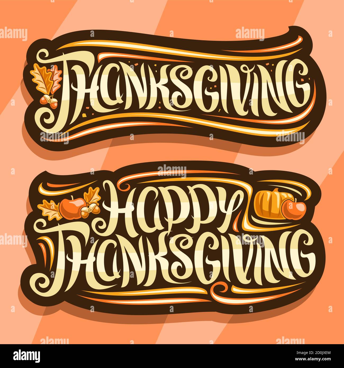 Vector logos for Thanksgiving Day, sign board with curly calligraphic ...