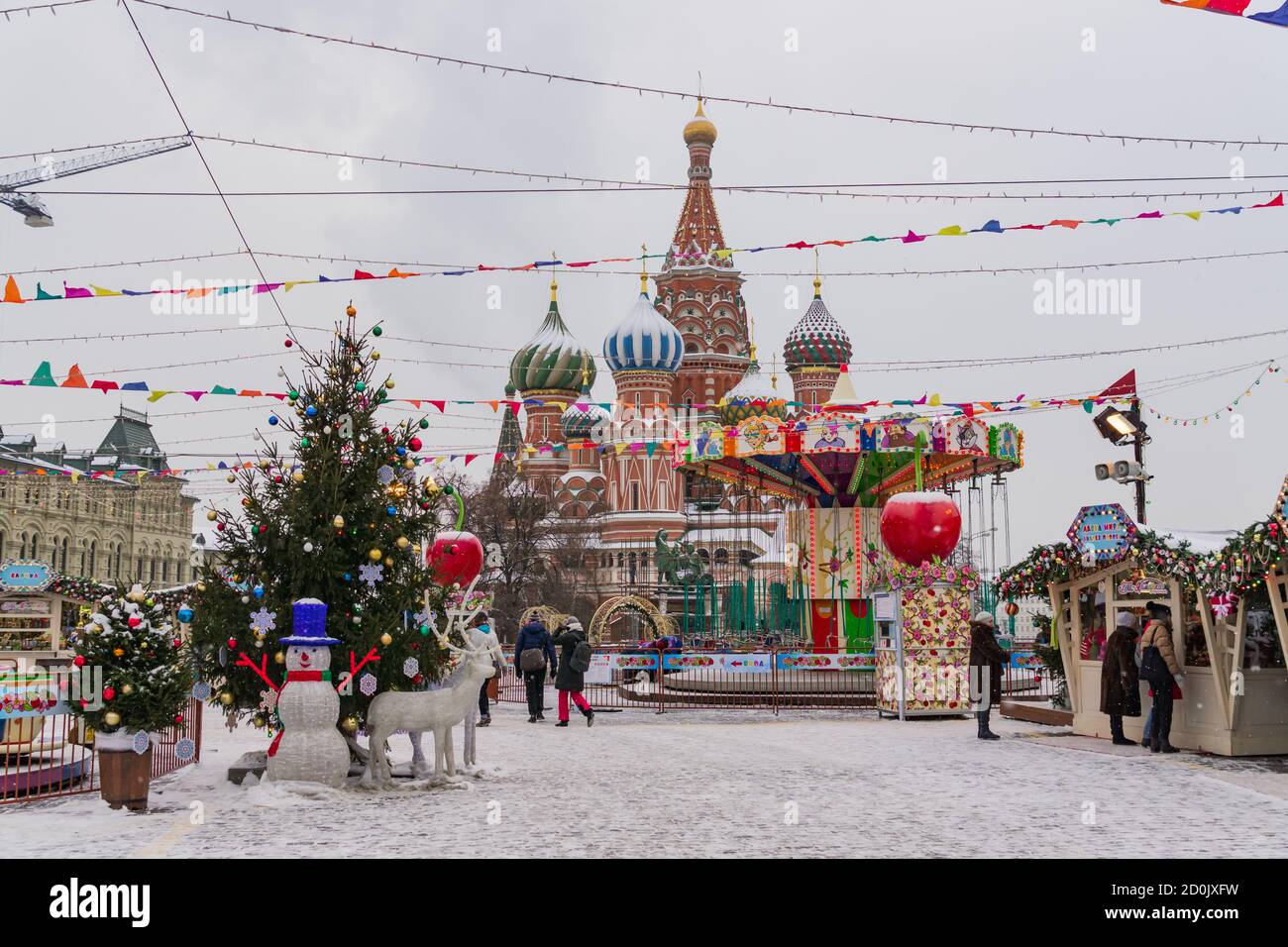Moscow, Russia - December 20, 2018: Christmas decorations on Red Square ...