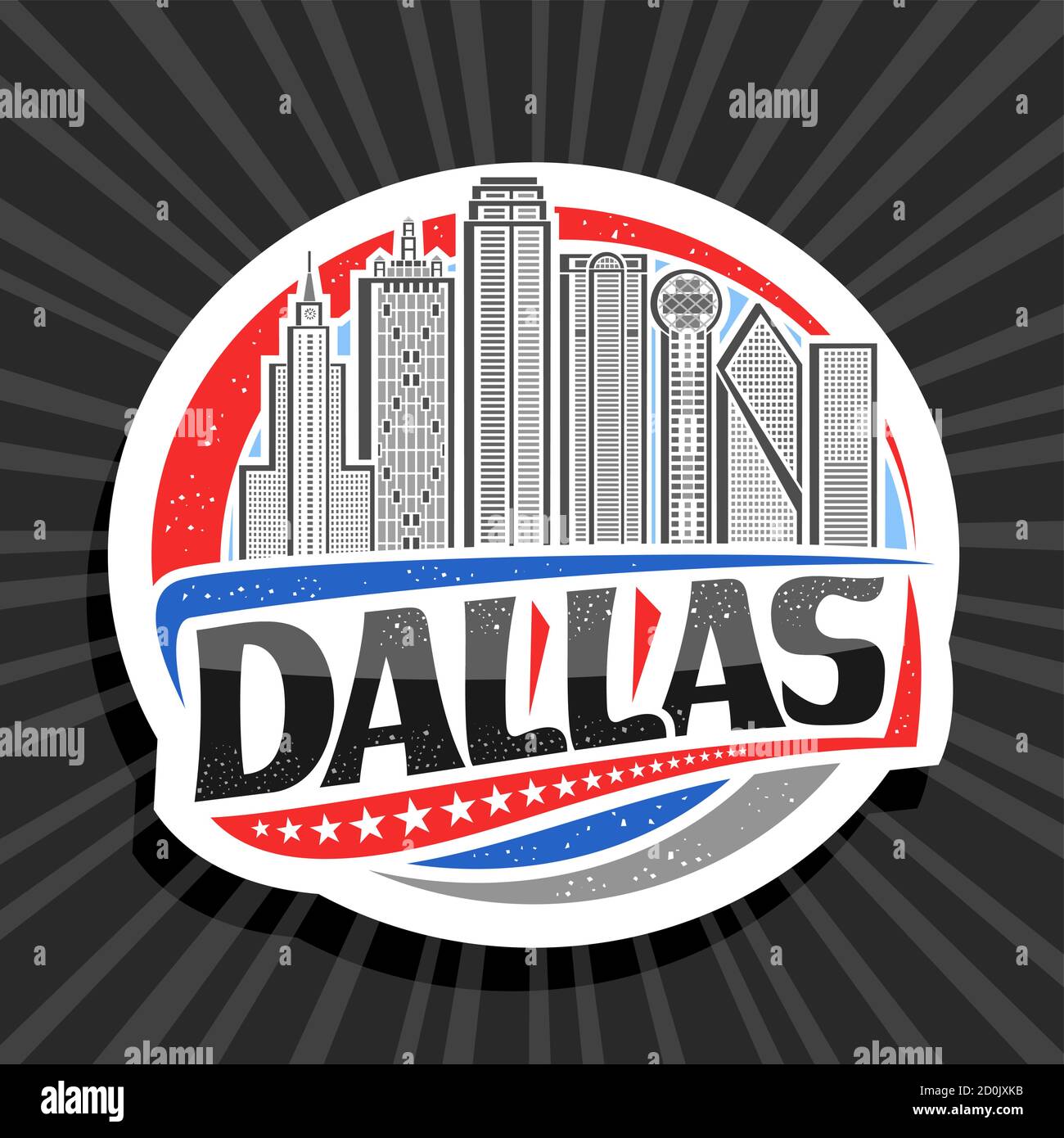 Vector logo for Dallas, white decorative badge with outline ...