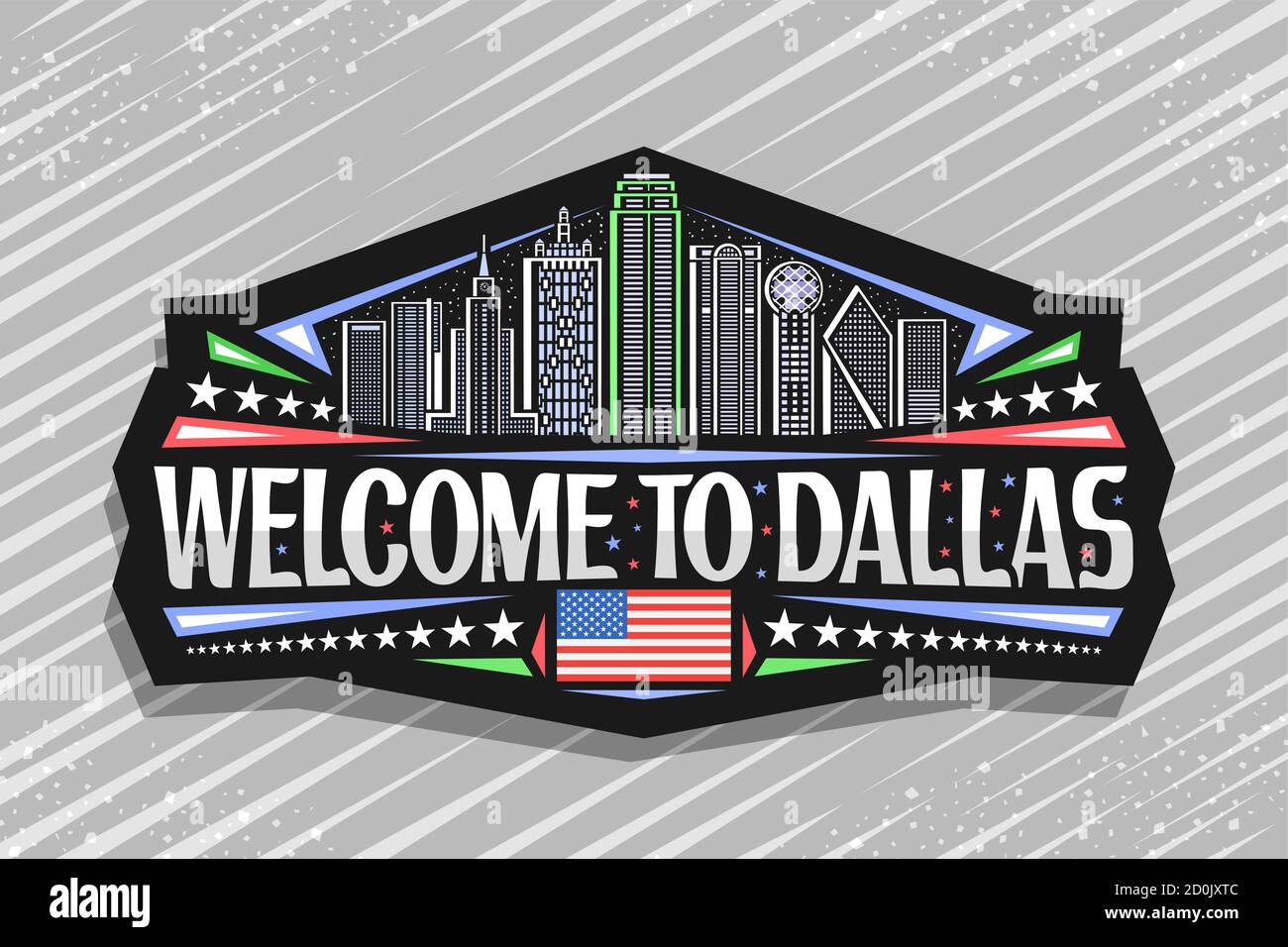 Vector logo for Dallas, black decorative badge with line illustration ...