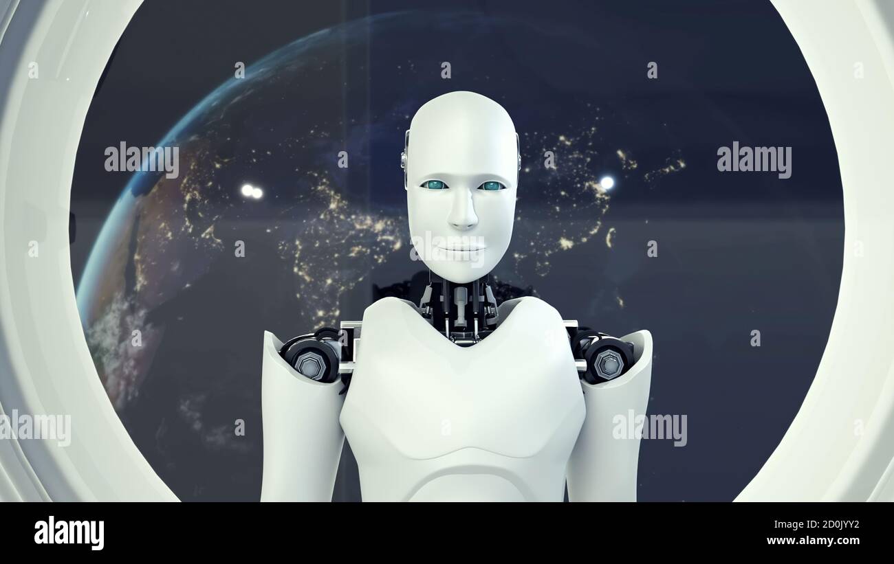 Humanoid robot man in space hi-res stock photography and images - Alamy