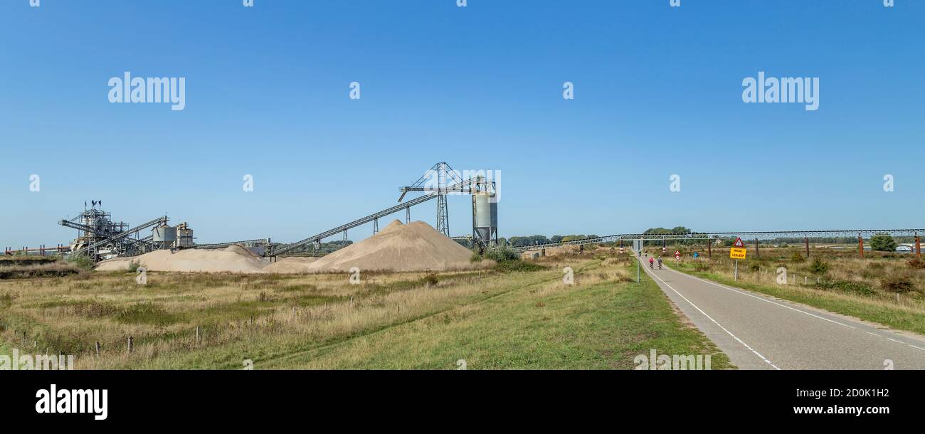 Sand mining factory near river Waal in Millingen aan de Rijn ...