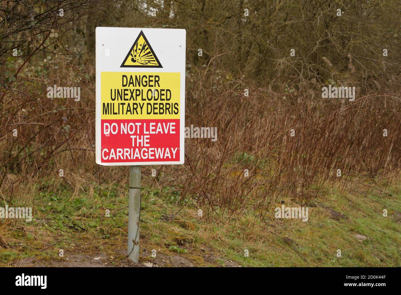 Warning sign in Imber Village part of the military training ground at ...