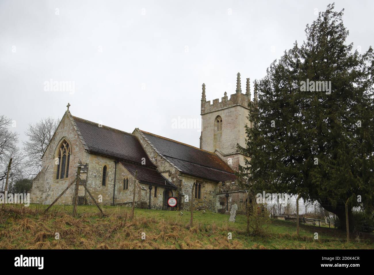 St Giles Church in Imber Village part of the military training ground ...