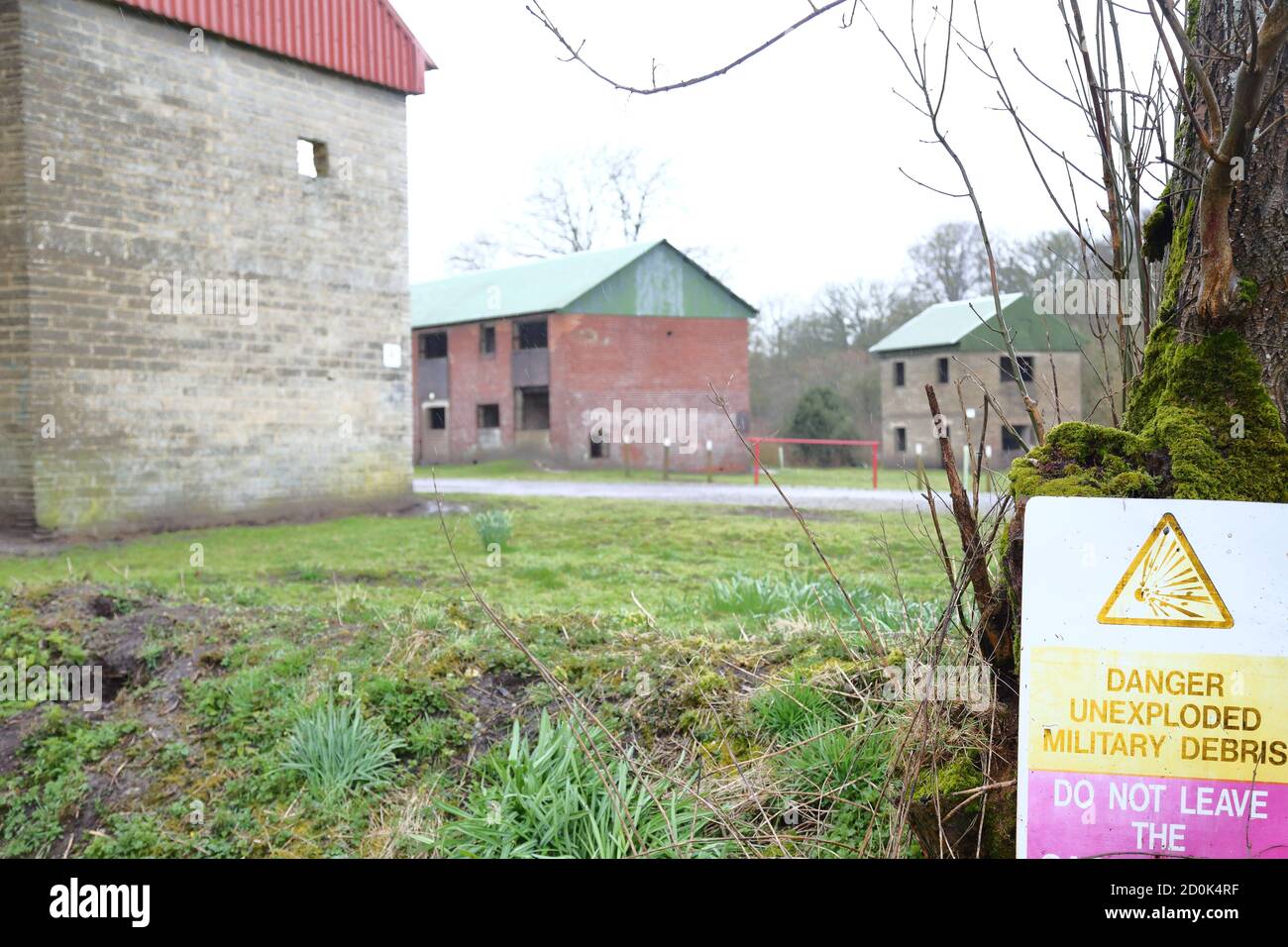 Houses and a warning sign in Imber Village part of the military ...