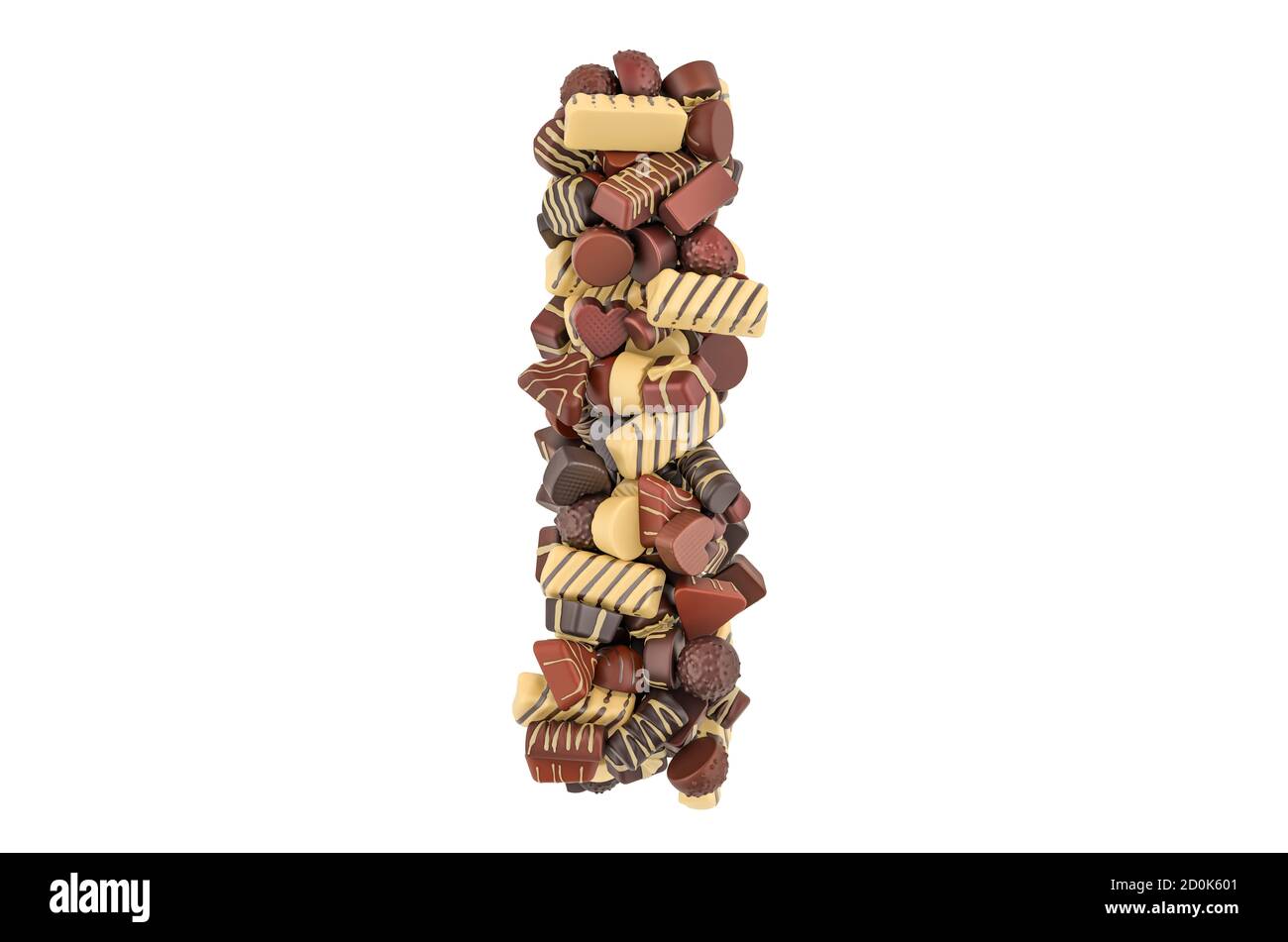 Letter I from chocolate candies. 3D rendering isolated on white ...