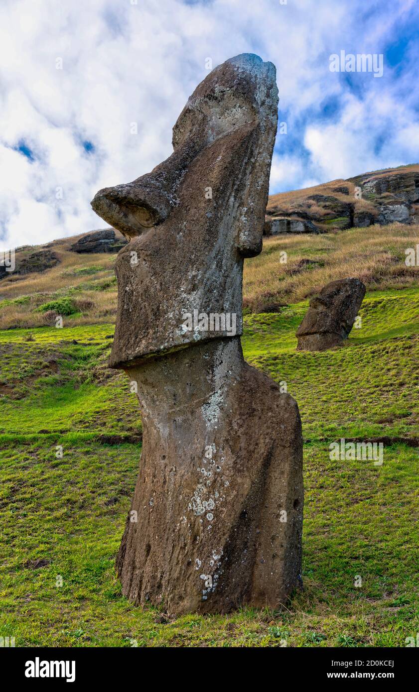 Moai Statues on Easter Island at the Rano Raraku Quarry Stock Photo - Alamy
