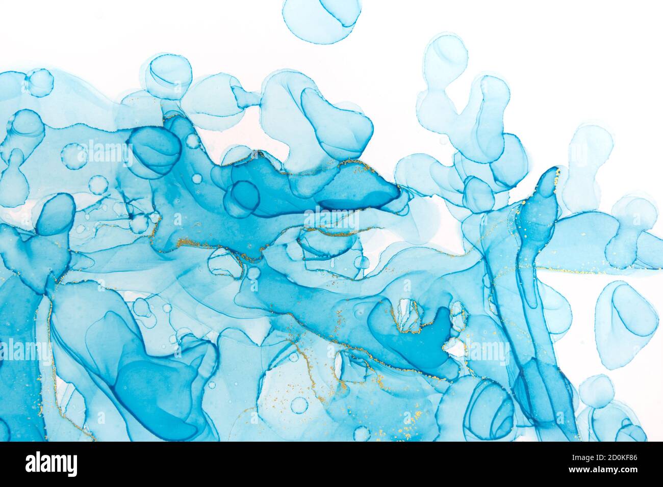 Alcohol ink blue transparent background. Ocean style watercolor drops ...