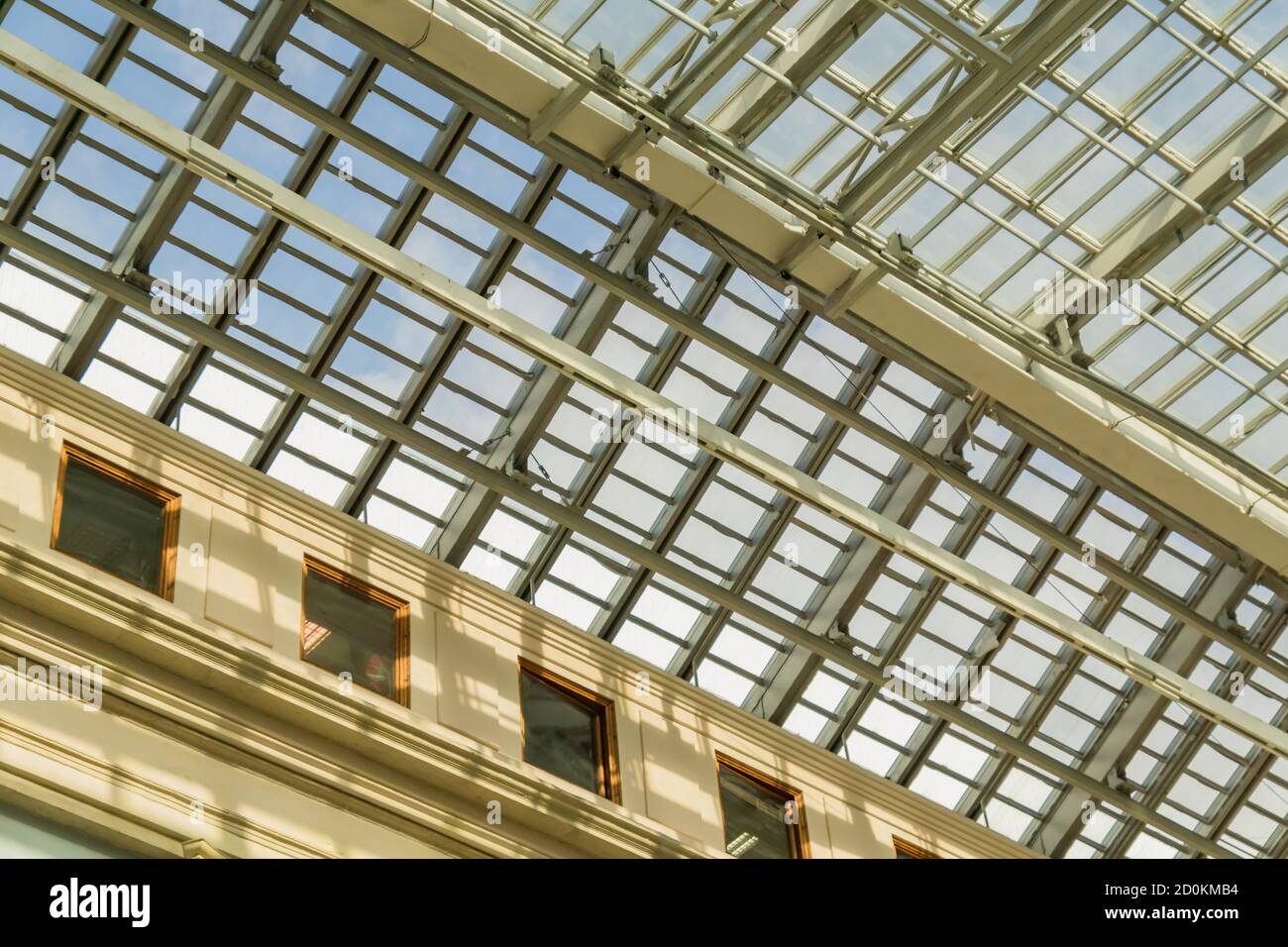bottom view of the roof. Metal and glass constrution. Interior Stock ...