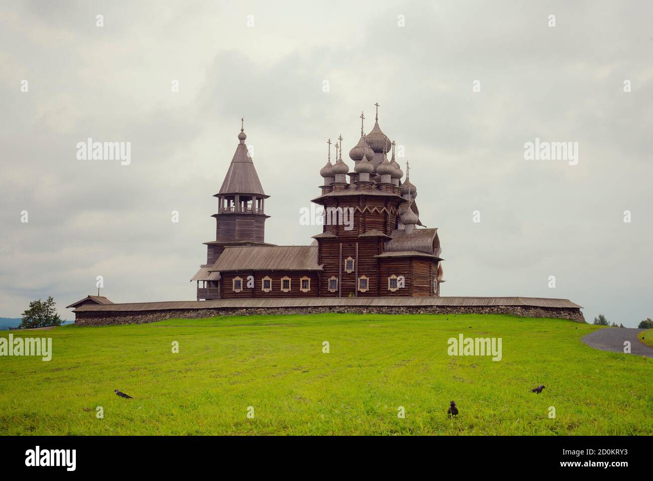 Wooden church on island Kizhi on lake Onega, Russia. UNESCO list of ...