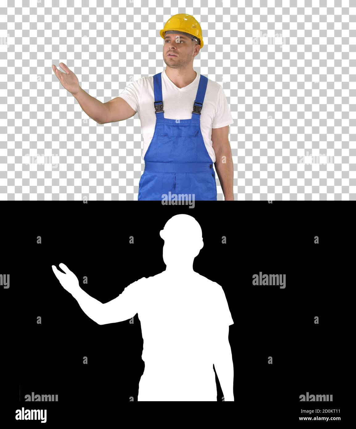 Architect or engineerpresenting new house or building, Alpha Cha Stock ...