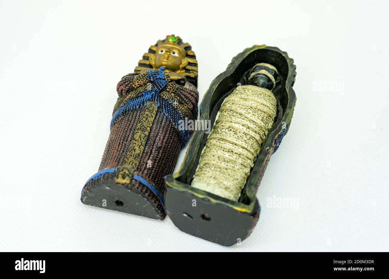 small egyptian sarcophagus with mummy Stock Photo - Alamy