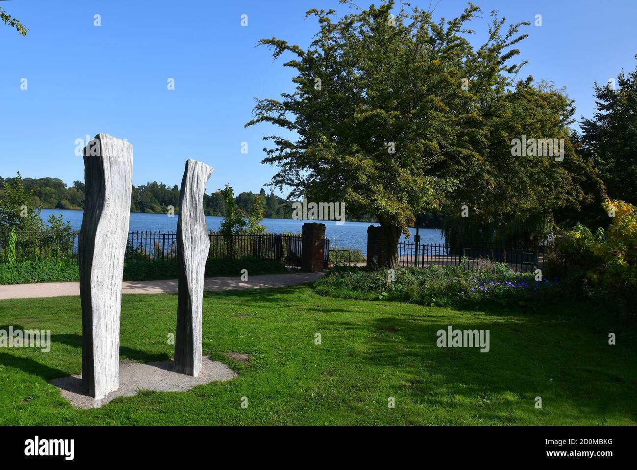 Artwork beside the Mere at Ellesmere, Shropshire, UK. The sculpture is ...