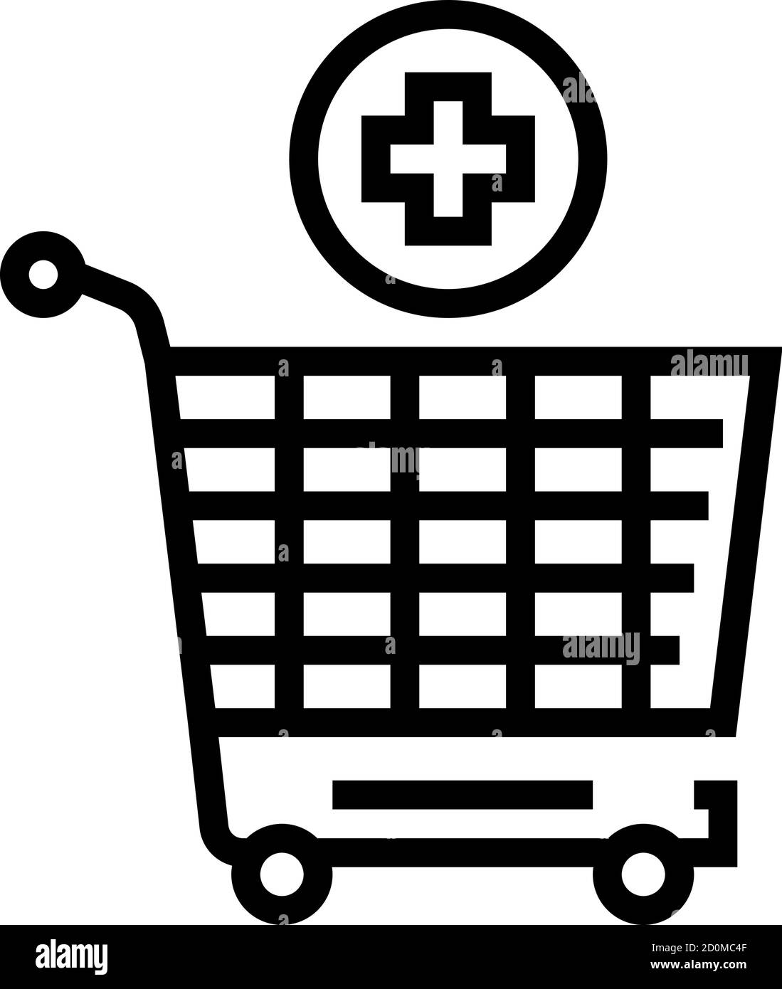 supermarket cart adding products line icon vector illustration Stock ...