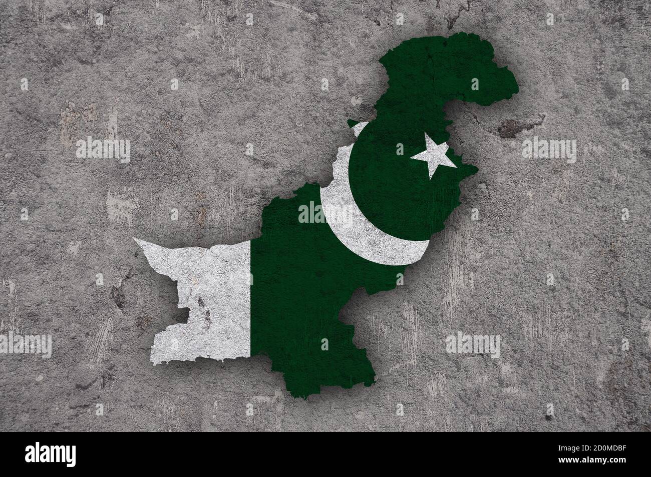 Map and flag of Pakistan on weathered concrete Stock Photo - Alamy