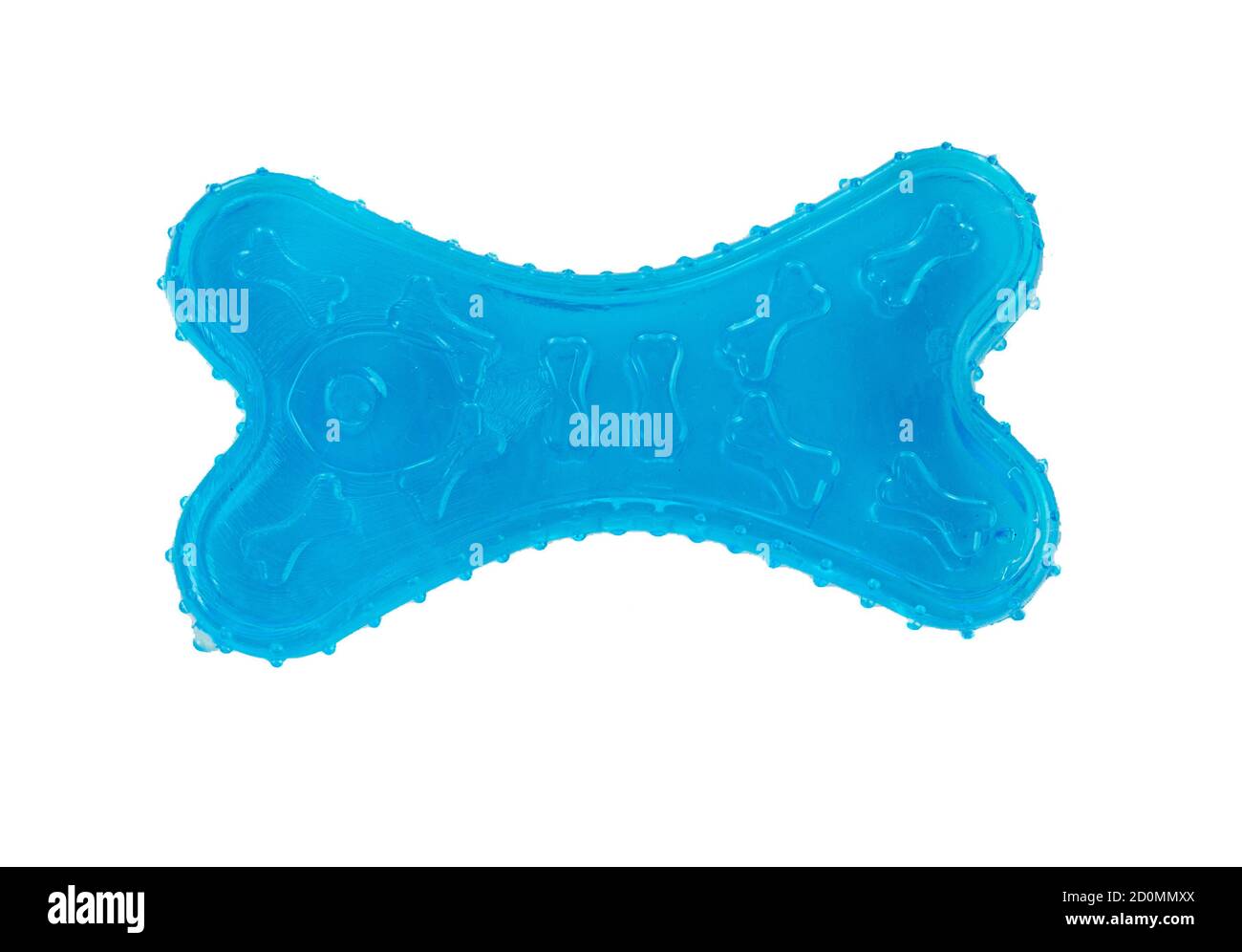 Blue dog toy in the shape of a bone on a white background Stock Photo ...