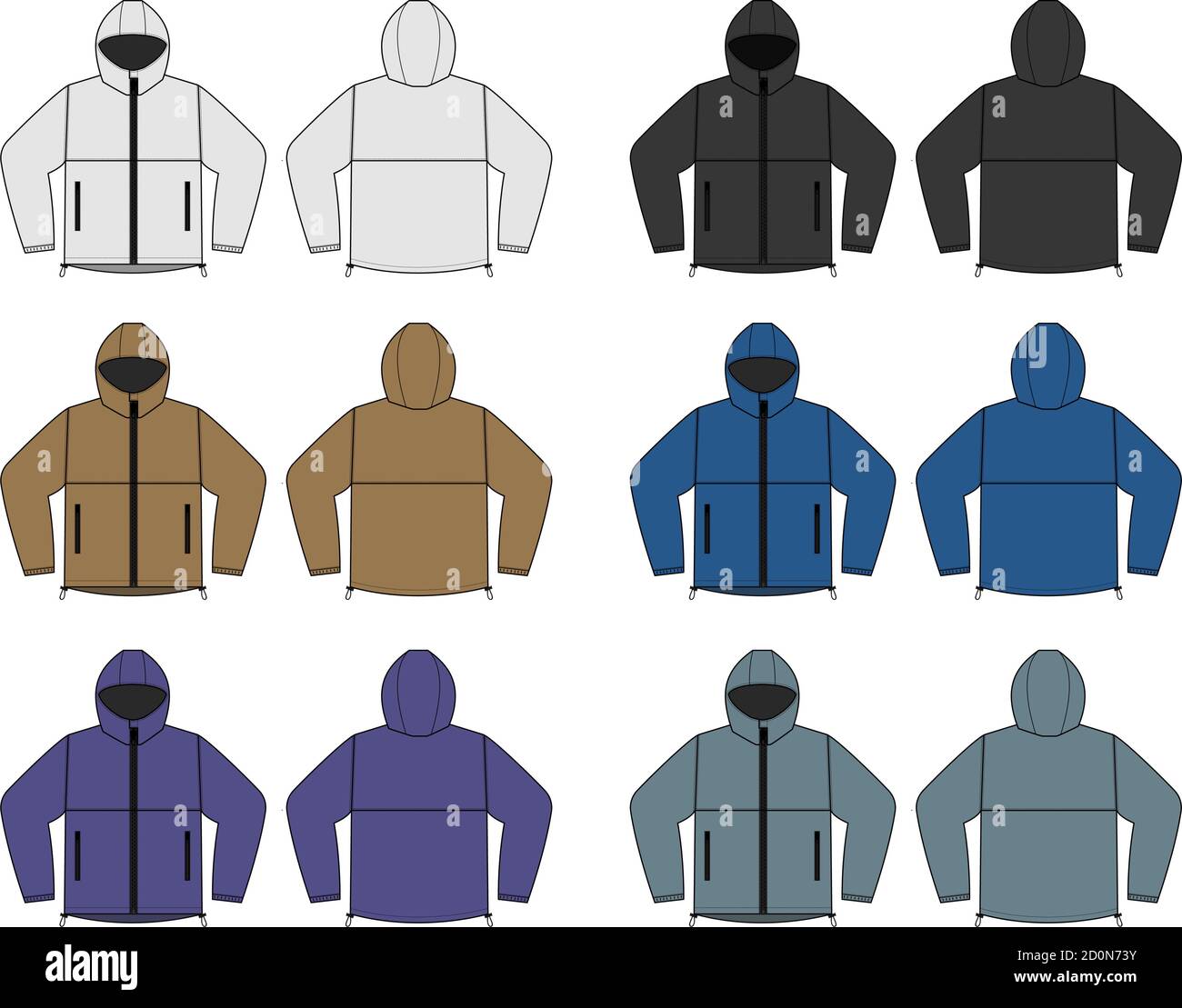 windproof hooded jacket ( parka) vector illustration set Stock Vector ...