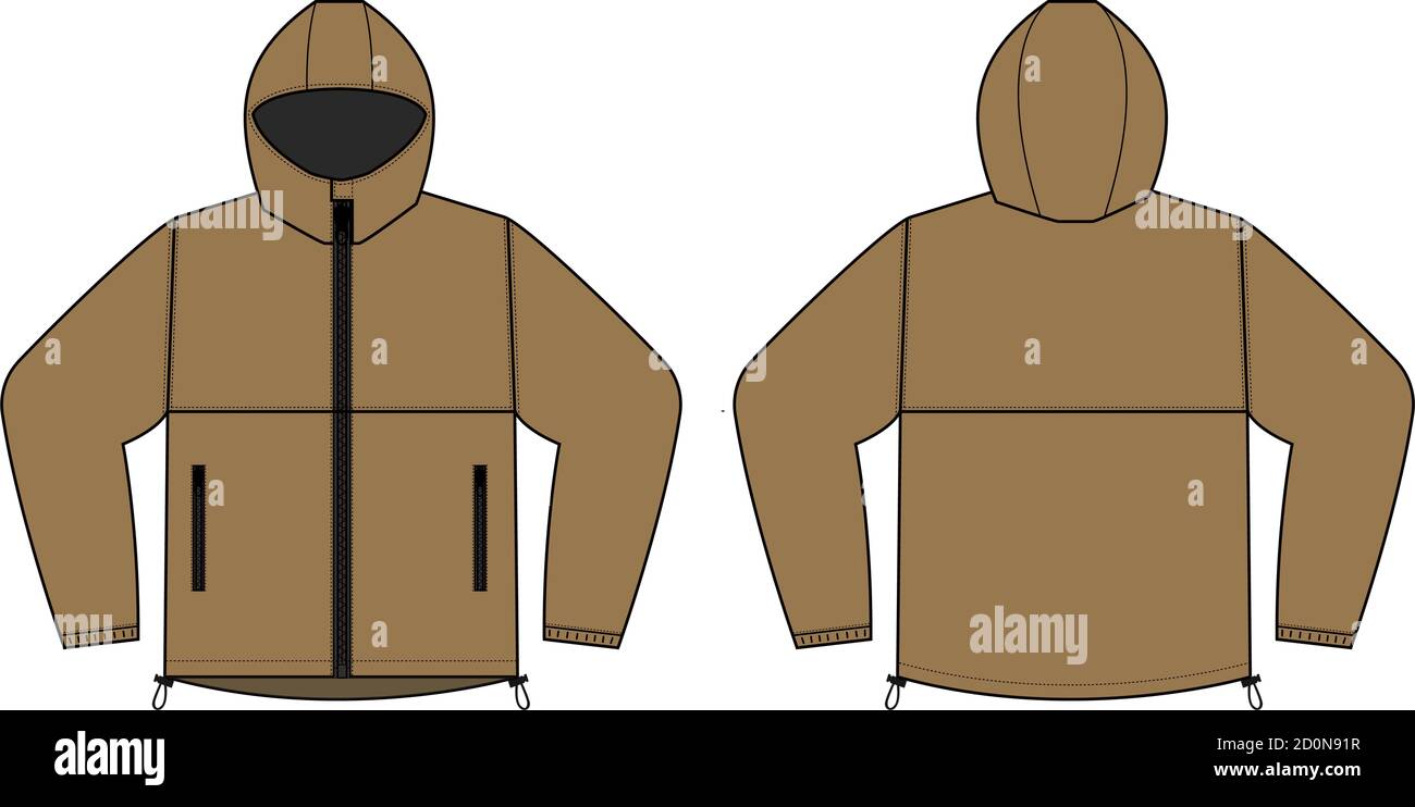 windproof hooded jacket ( parka) vector illustration / brown Stock ...