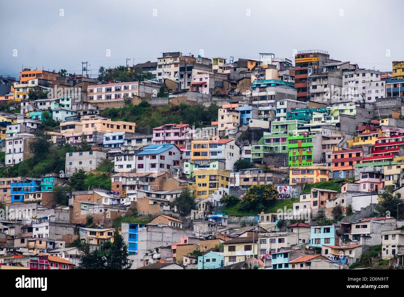 Colonial centre of Quito with colourful houses Stock Photo - Alamy