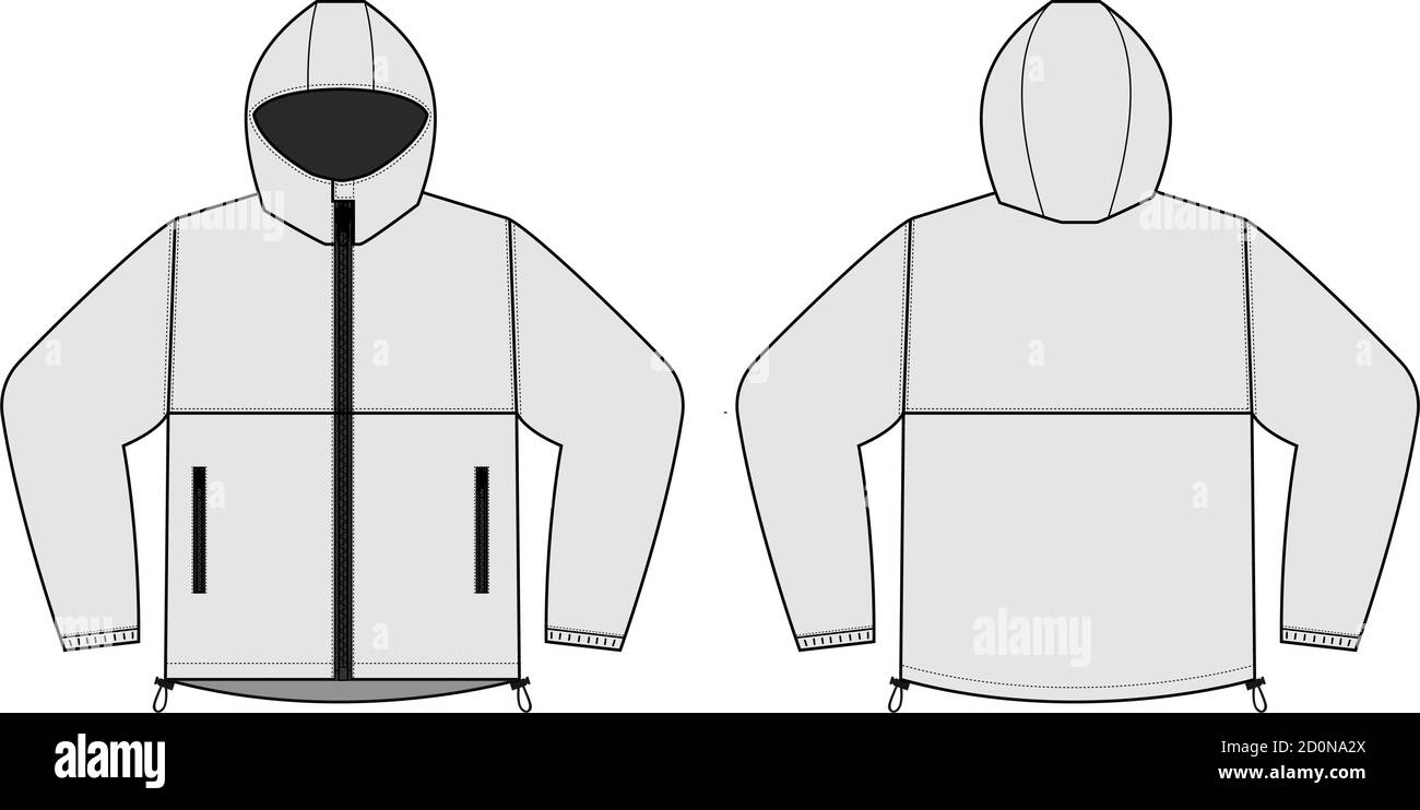 windproof hooded jacket ( parka) vector illustration / white Stock ...