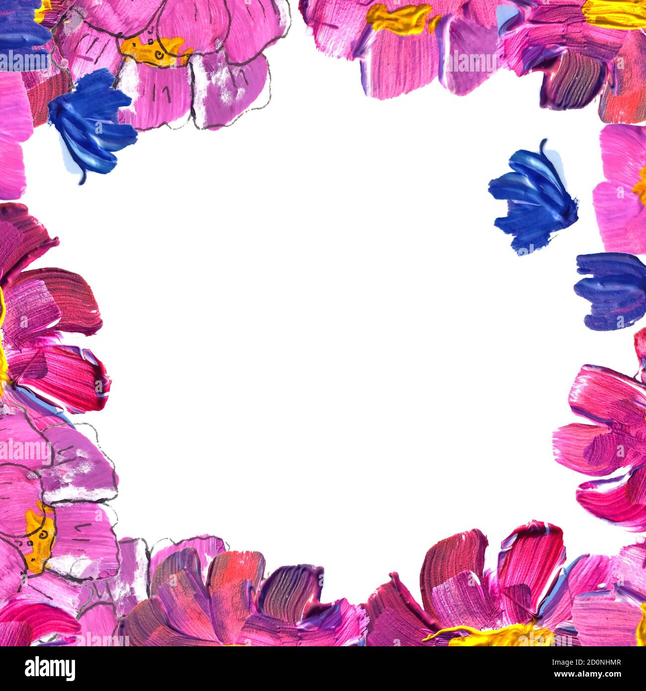 Hand-painted floral frame. Wildrlowers on white background Stock Photo ...