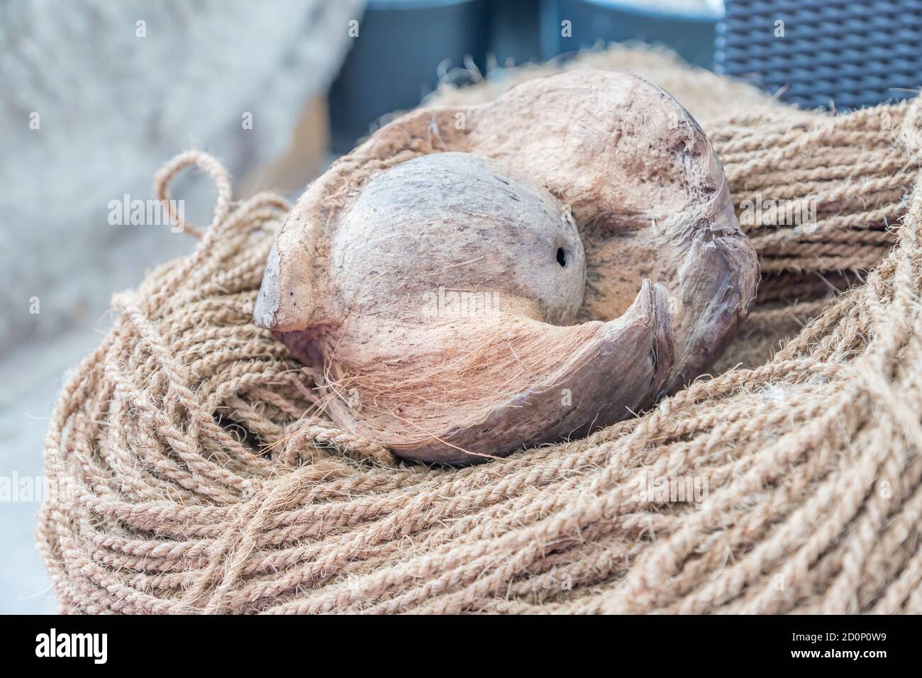 jute rope mado of drie coconut. Fiber products Stock Photo - Alamy