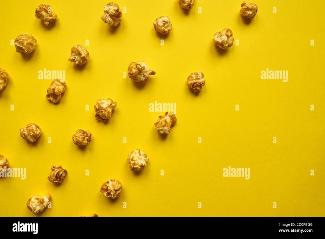 Popcorn on yellow background. Minimalism stylel. open composition Stock ...