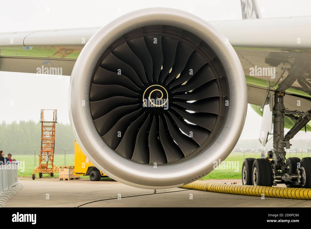 ZHUKOVSKY, MOSCOW REGION, RUSSIA - AUGUST 31, 2019: Airbus A350 Rolls ...
