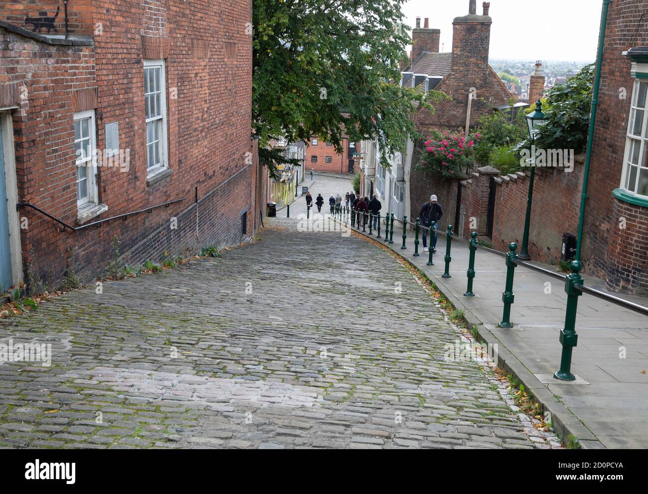 A view of Steep Hill in which has a 16.12 gradient in Lincoln, UK Stock ...