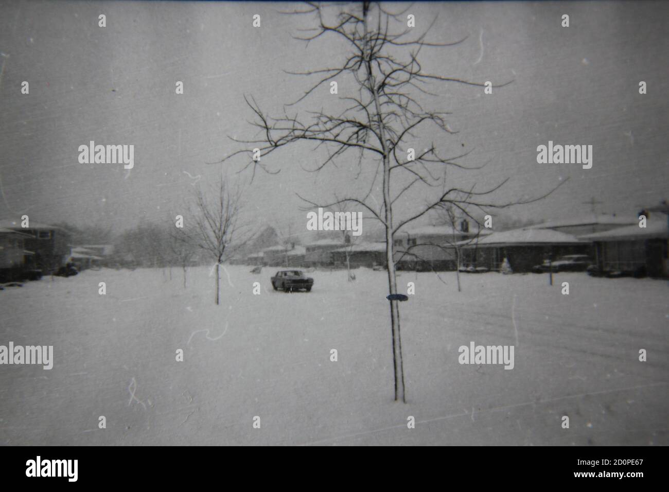 Fine 1970s vintage black and white photography of a snow storm swarming ...