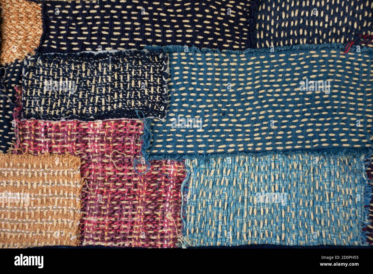 Handicraft cotton fabric and handmade sewing embroidery background of ...