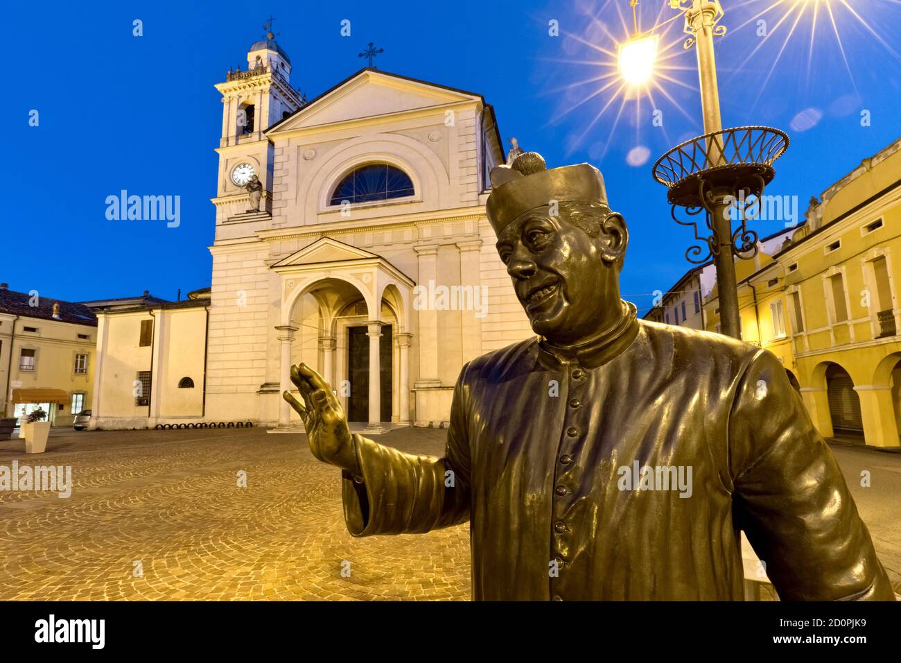 Brescello: the statue of Don Camillo and the Santa Maria Nascente ...