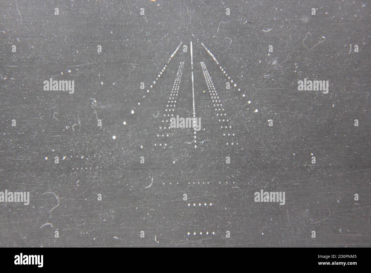 Fine 1970s vintage black and white photography of an airport runway approach lit at night Stock ...