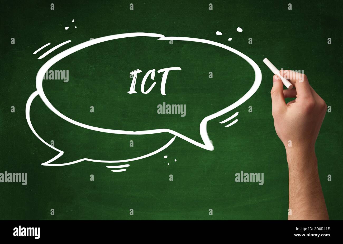 Hand drawing ICT abbreviation with white chalk on blackboard Stock ...