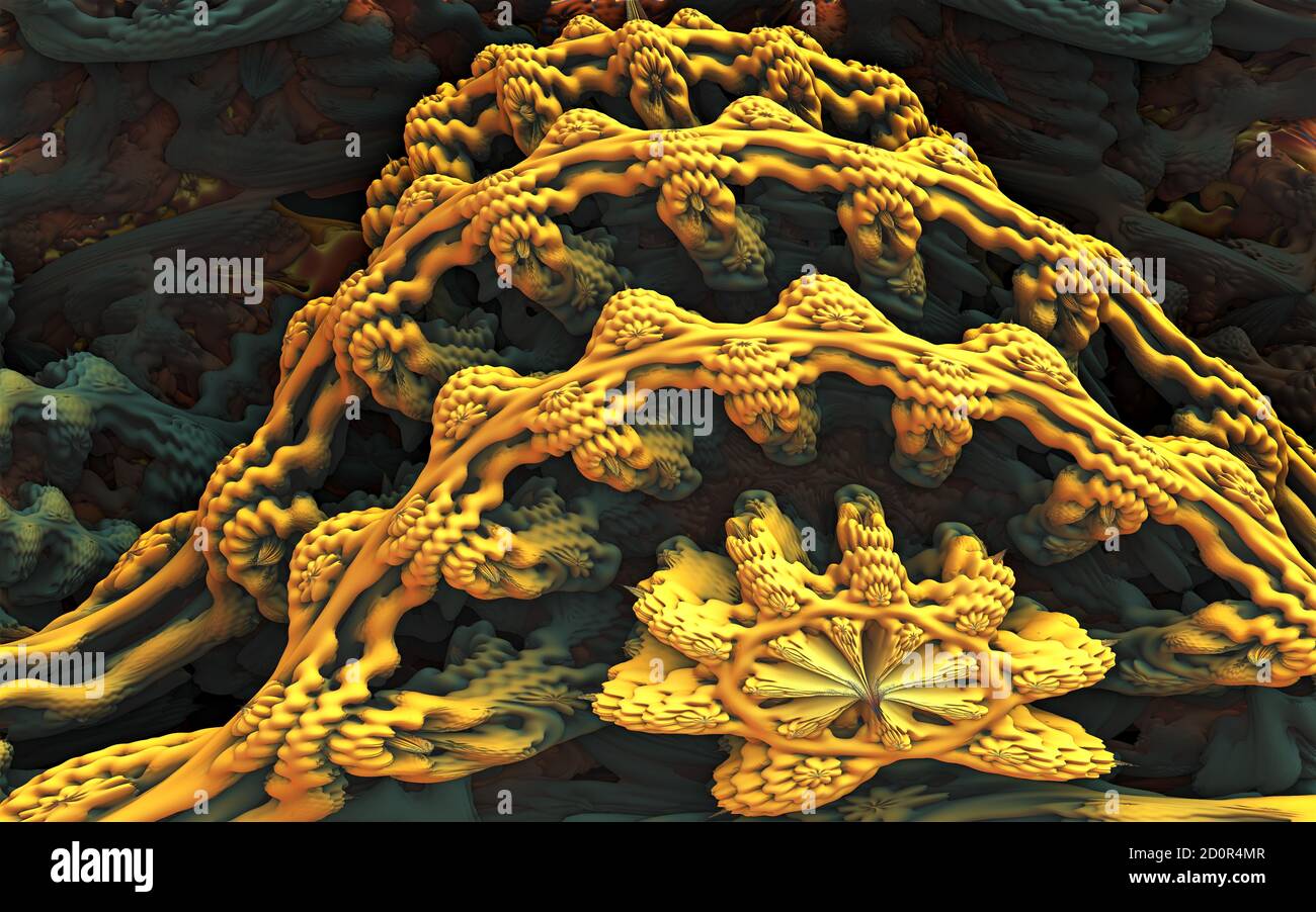 Abstract background 3D, fantastic gold shapes, interesting render ...