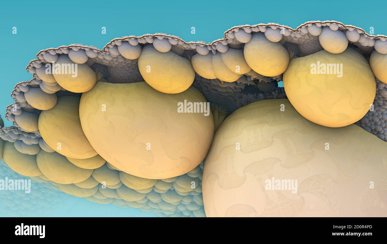 Abstract background 3D, fantastic gold spheres, interesting underwater ...