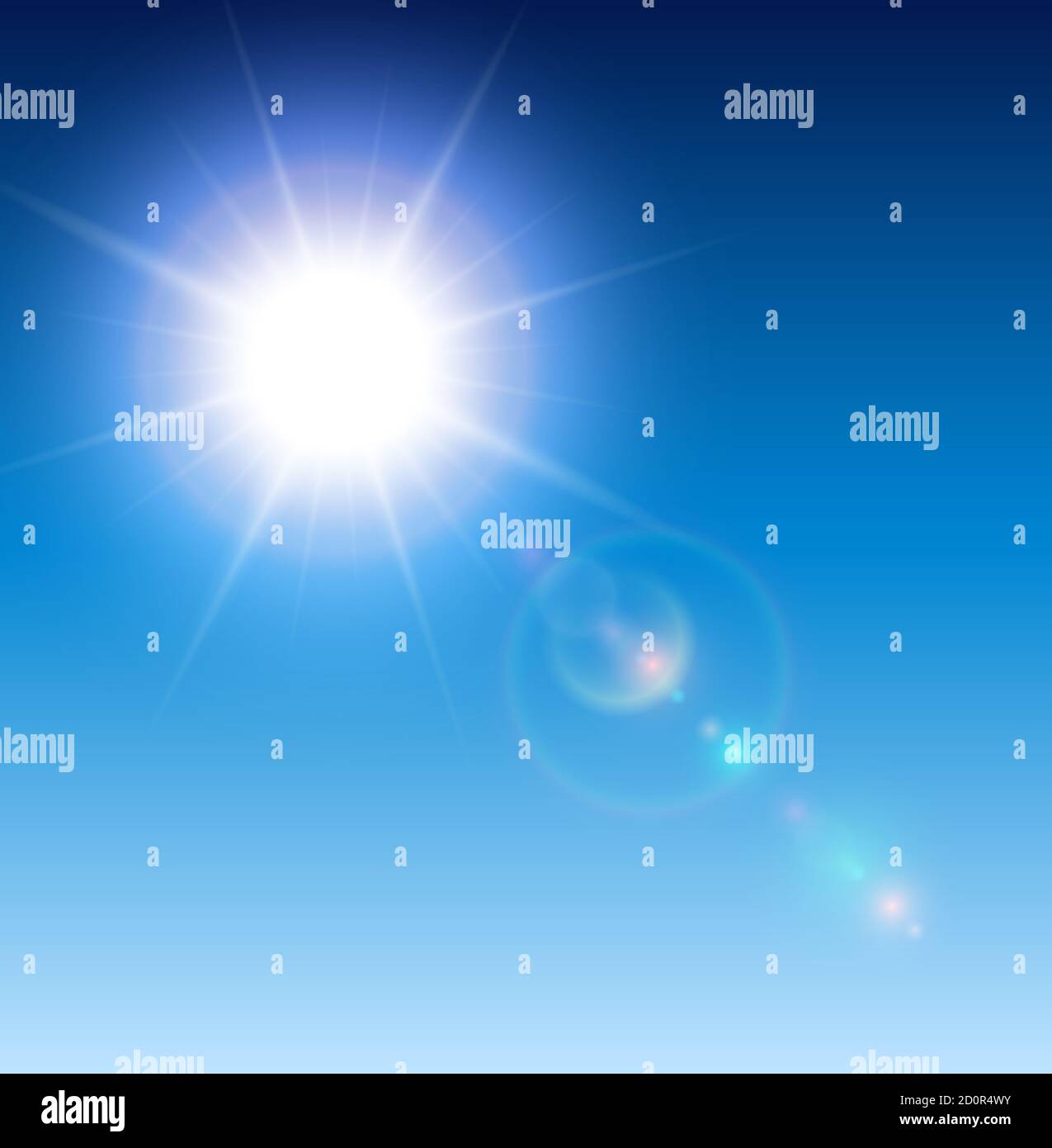 Sun with lens flare, vector background Stock Photo - Alamy