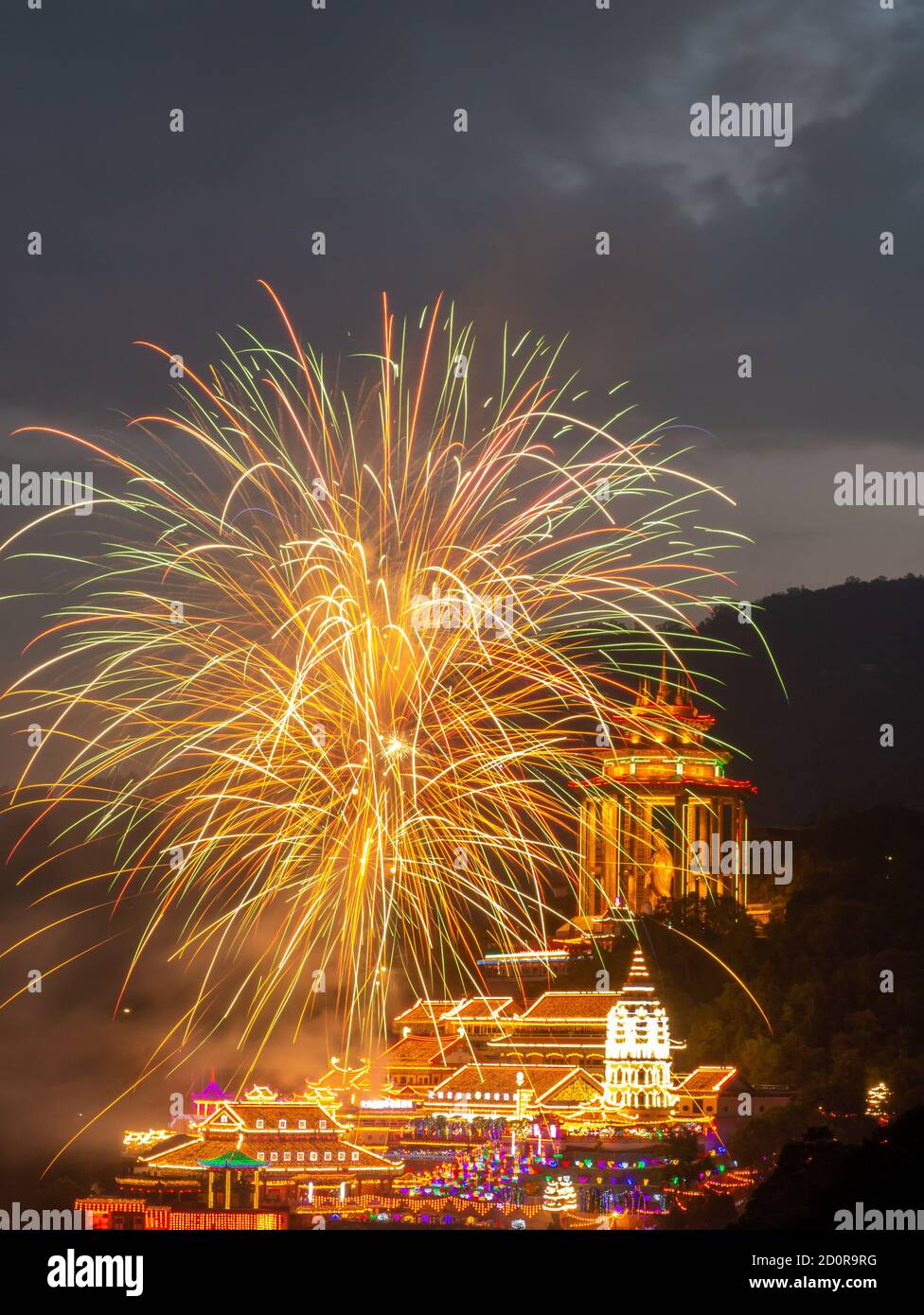Georgetown, Penang/Malaysia - Jan 19 2020: Firework show at Kek Lok Si ...