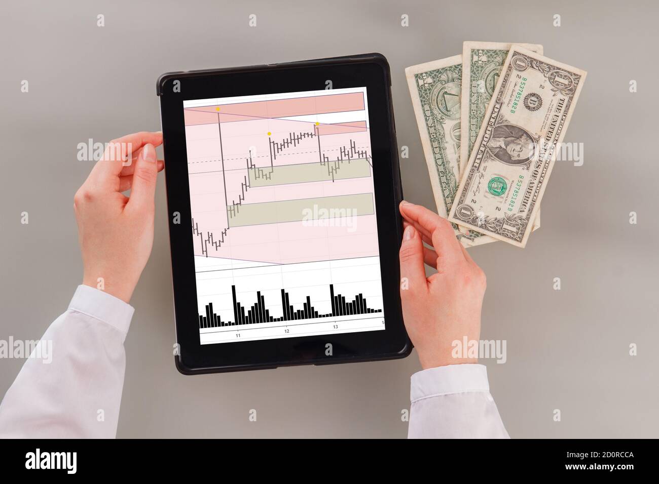 Business woman analyzing income charts and graphs with digital tablet ...