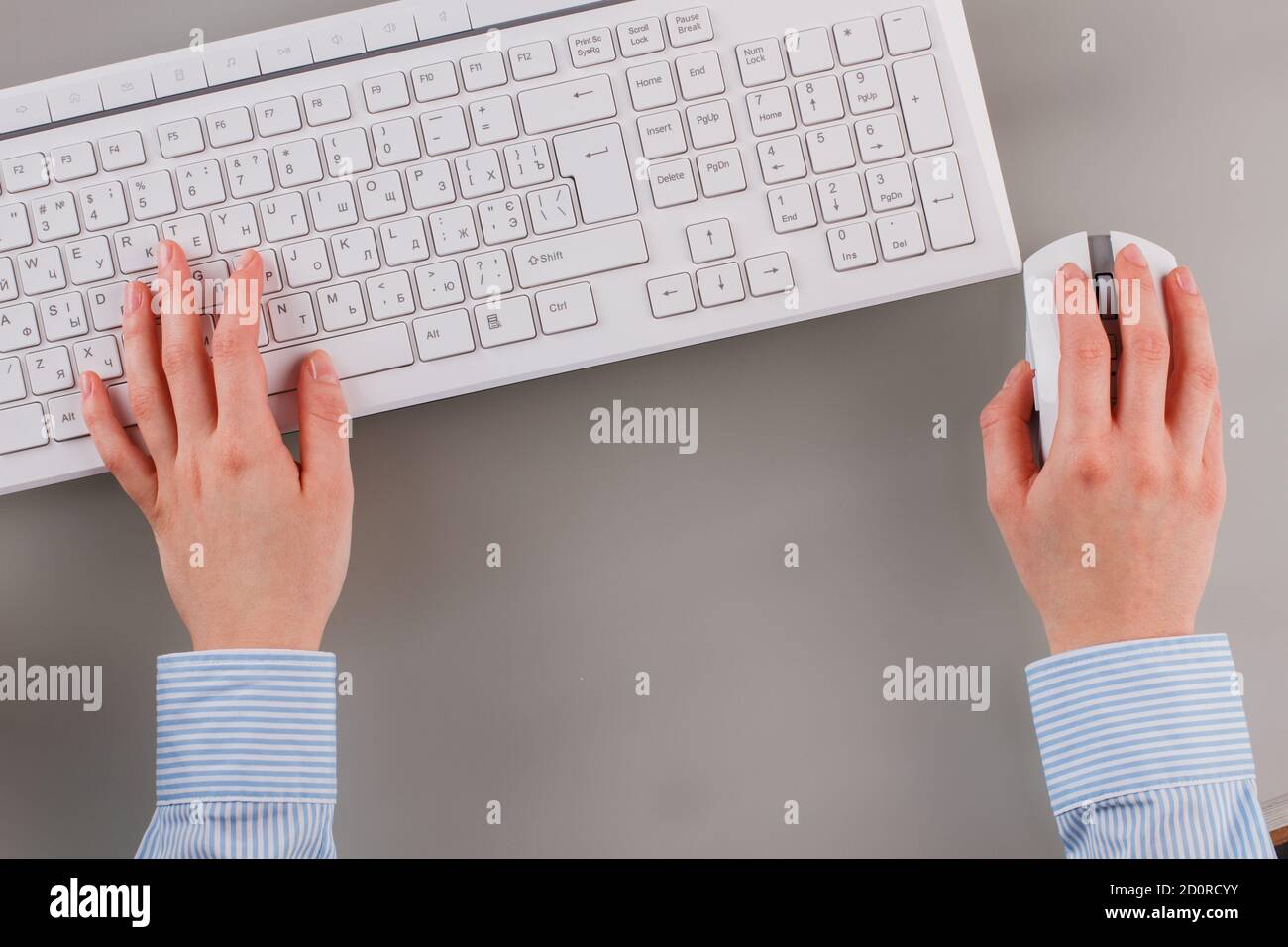Close up hands of office woman working on keyboard Stock Photo - Alamy