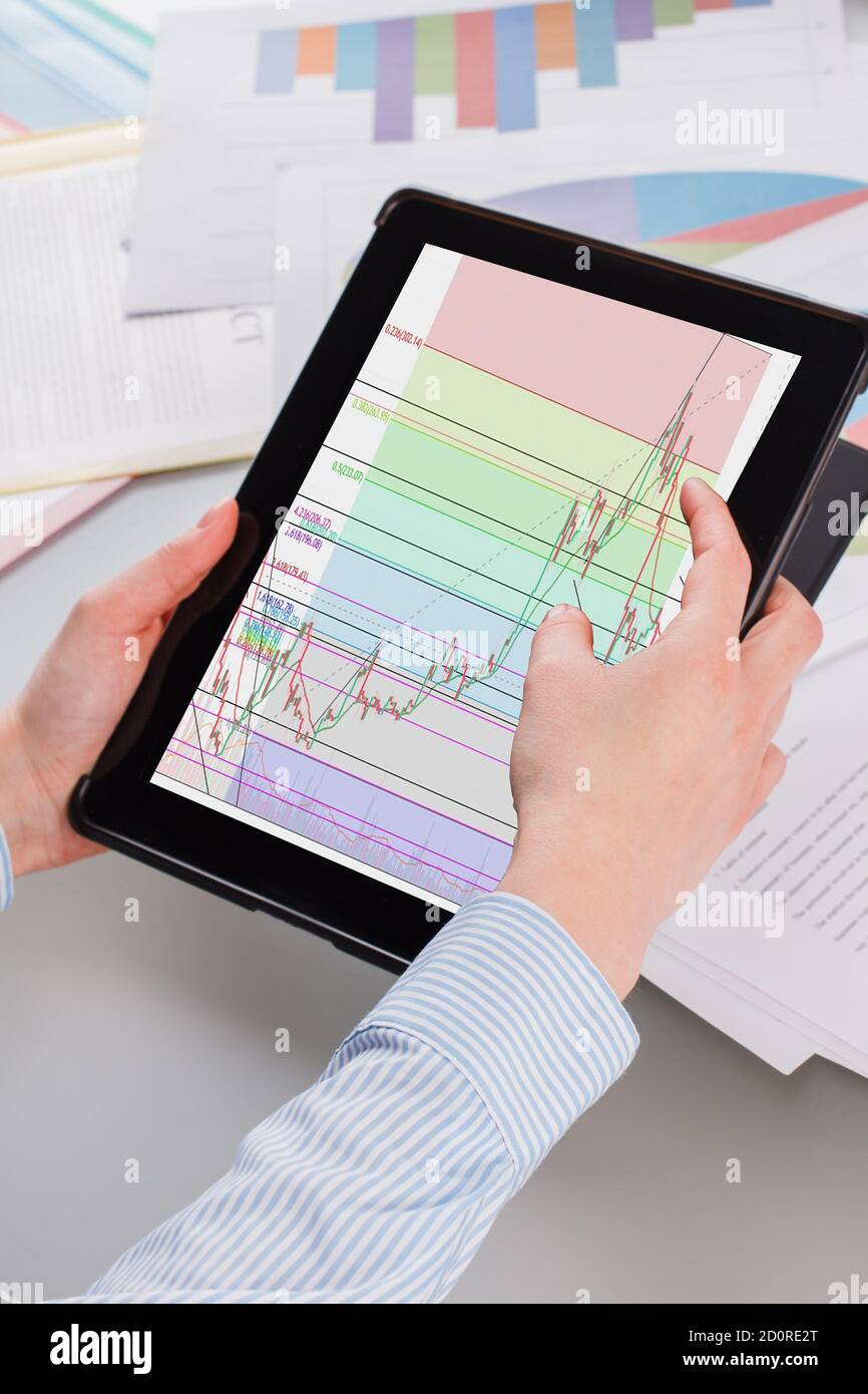 Chart graph hand pc hi-res stock photography and images - Alamy