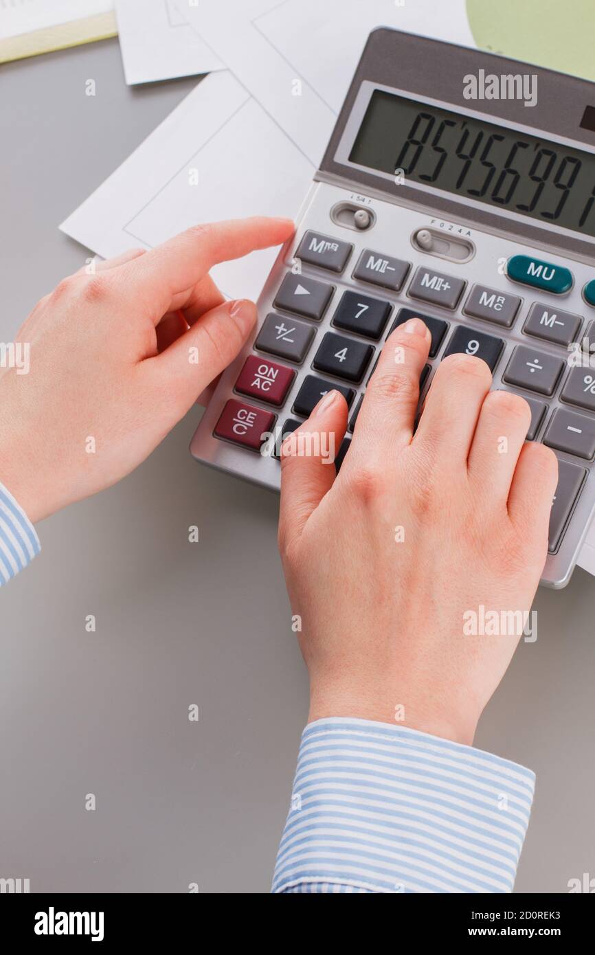 Closeup on modern female calculator hi-res stock photography and images ...