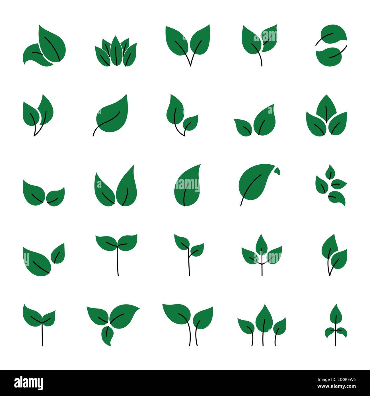Set of green leaves design elements. This image is a vector ...