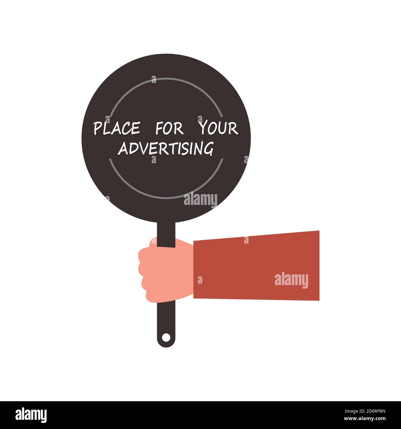 Frying pan icon on white isolated background. The hand holds the ...